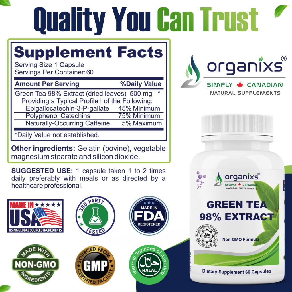 Organixs Green Tea Extract – Supplements For Men & Women, Halal ...